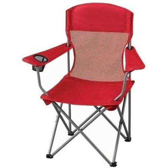 Ozark Trail Basic Mesh Folding Camp Chair Red SMALL HOLE IN THE CHAIR CUP HOLDER IS BROKEN LITTLE DIRTY Dutch Goat