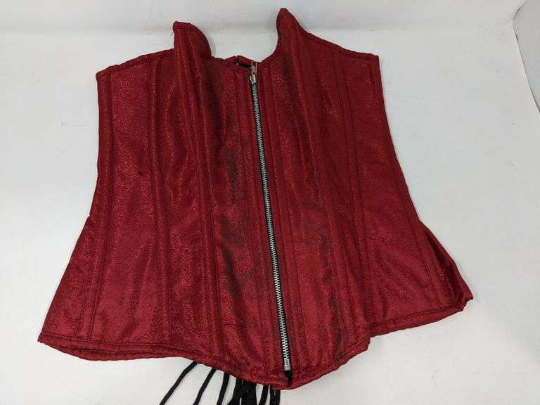 Women's Red Lace/Zip Up Corset - XL - Dutch Goat