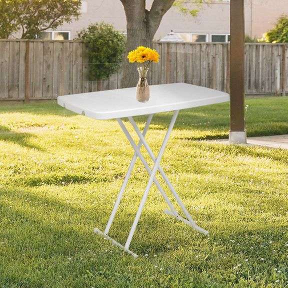 Square Height Adjustable Card Table/Laptop Computer Desk, White - Dutch ...