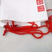Lot Of 5: Uniqlo Red And White Heavy Duty Plastic Drawstring Bag 17" x ...