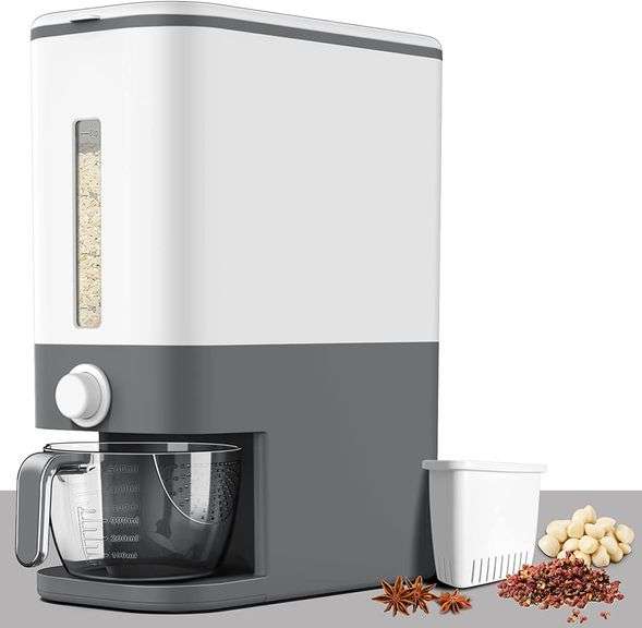 VenDotbi Rice Dispenser, 22-25 Lbs Rice Container, Upgraded Built-in ...