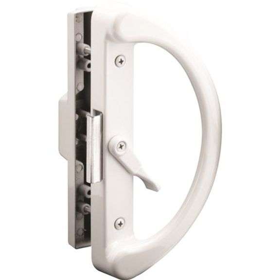 Prime Line C1223 White Patio Door Handle Set with Clamp Latch - Dutch Goat