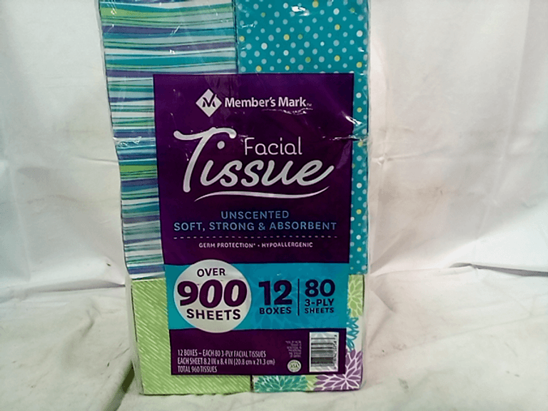 Member's Mark Ultra Soft Facial Tissues, 12 Cube Boxes, 80 3-Ply ...