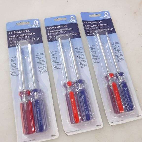 Lot Of 3: 2 Pack Helping Hands 4" Screw Driver Set (Phillips And ...