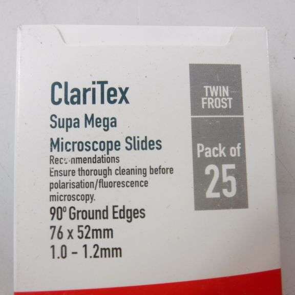 ClariTex Supa Mega Microscope Slides Twin Frost Pack Of 25 90 Degree ...