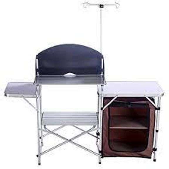 Campland Folding Cooking Table Outdoor Portable Cook Station Aluminum ...