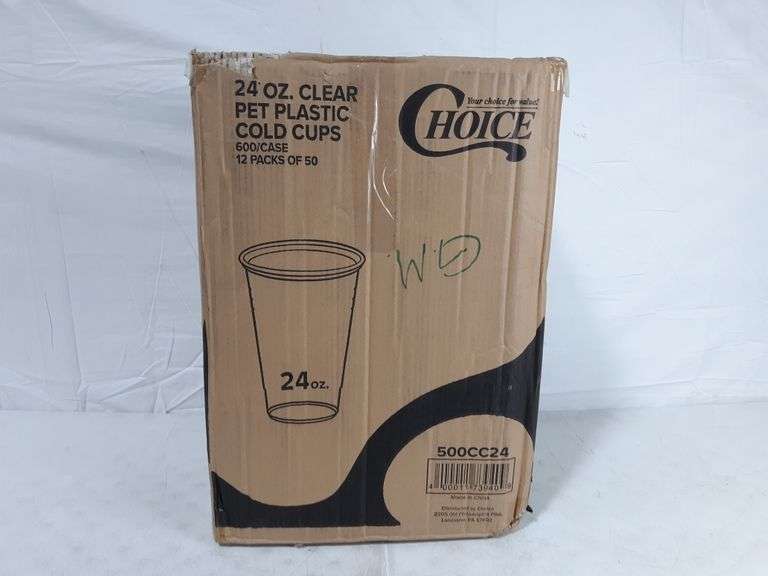 Choice Clear Pet Plastic Cold Cups Case - 24 oz, 600 Total - Dutch Goat