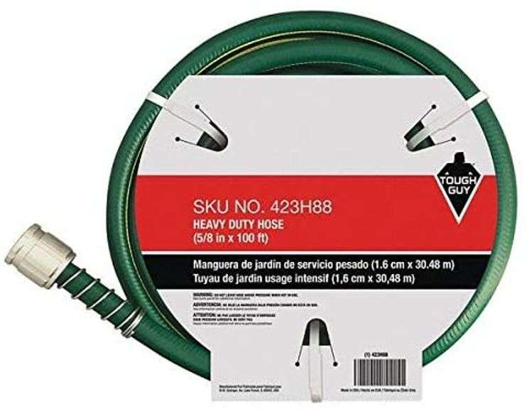 Tough Guy Heavy Duty Water Hose, Cold, PVC, 100 Ft x 5/8", Green ...