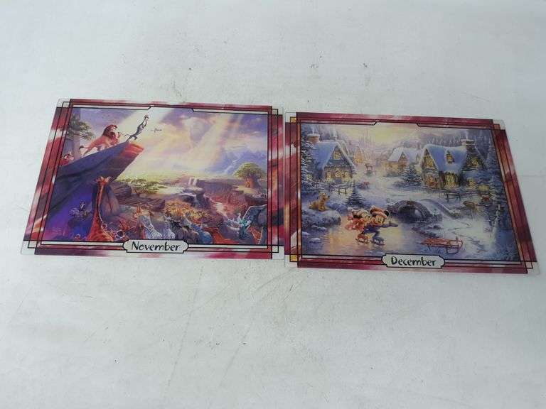 Assortment of 2 Disney Illuminated Stained Glass Calendar Plaques ...