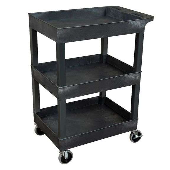 Luxor Plastic 3 Tier Cart With Wheels Black - Dutch Goat