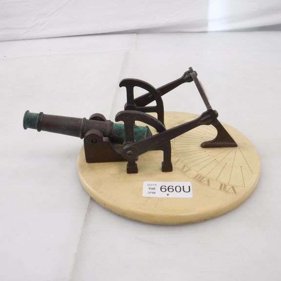 Used Vintage Noon Cannon Sundial **Has Some Damage To Cannon(See Photos ...