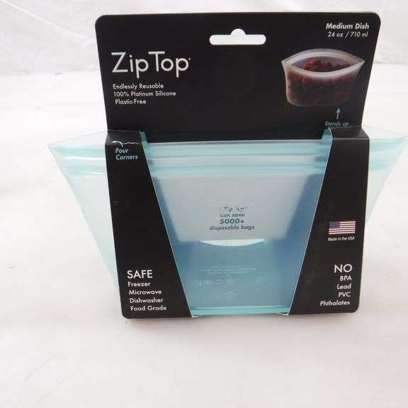 Zip Top Reusable - Platinum Silicone Container - 24 oz - Teal - Dutch Goat