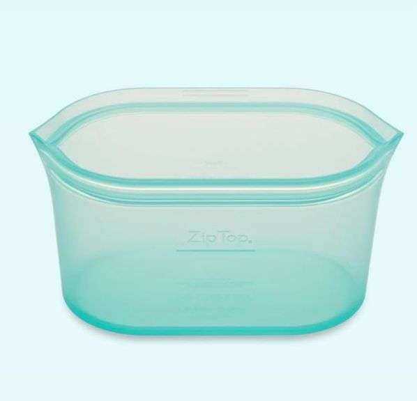Zip Top Reusable - Platinum Silicone Container - 24 oz - Teal - Dutch Goat
