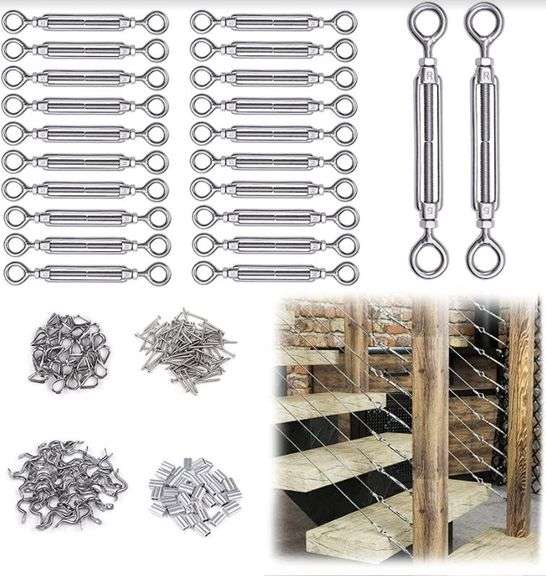 20 Pack Stainless Steel Cable Railing Set - Adjustable Angle Deck ...