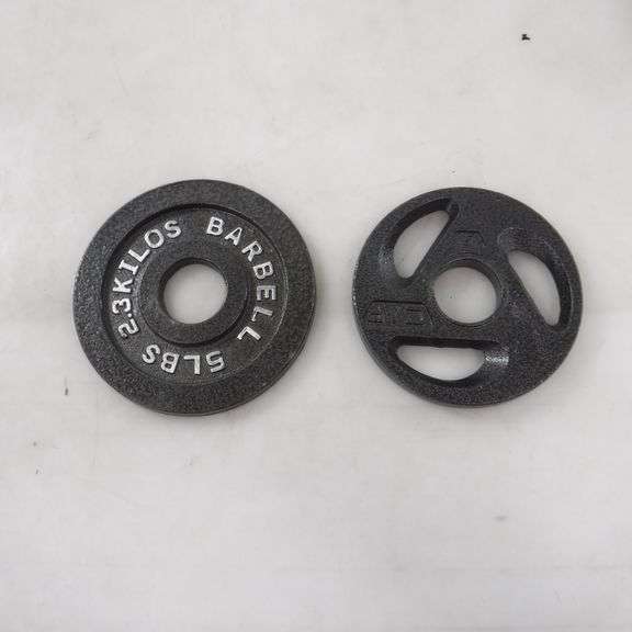 Assortment Of 2: CAP 5 lb Olympic Tri-Grip Metal Plate, 5 lb Olympic ...