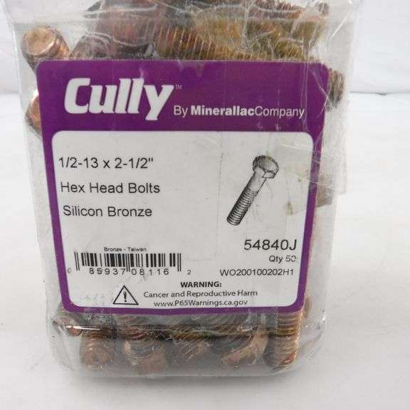 Pack of 50 Cully 1/2-13x2-1/2" Hex Head Bolts - Dutch Goat