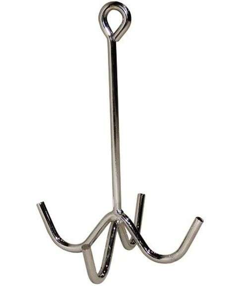 Lot Of 3: Dover Saddlery Four-Prong Chrome Metal Tack Hook - Dutch Goat