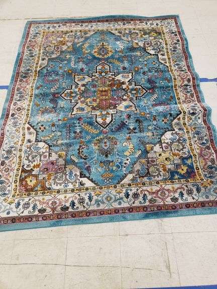 Barlow Blue 5ft 3in x 7ft Printed Area Rug - Carmen - Used may have ...