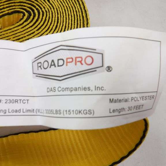 RoadPro 2" x 30' Ratchet and Strap, Yellow, Working Load Limit 3335 lbs ...
