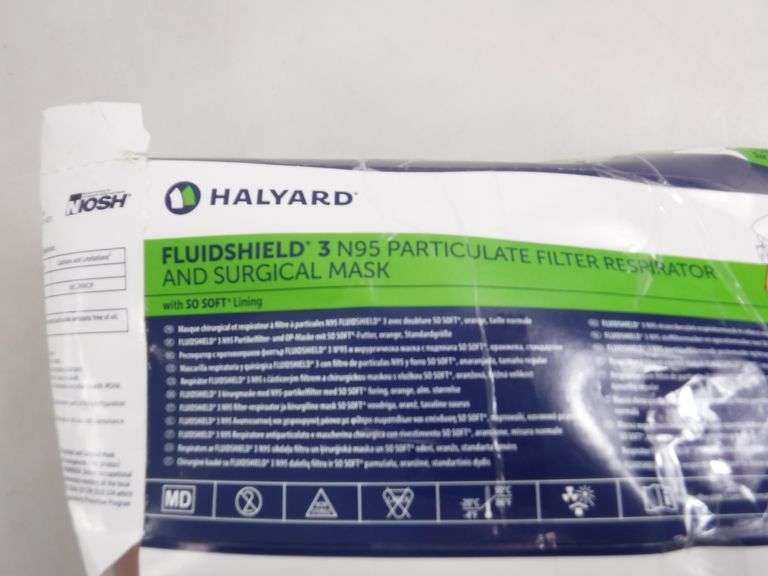 Box Of 35: Halyard Fluidshield N95 Particulate Filter Respirator and ...