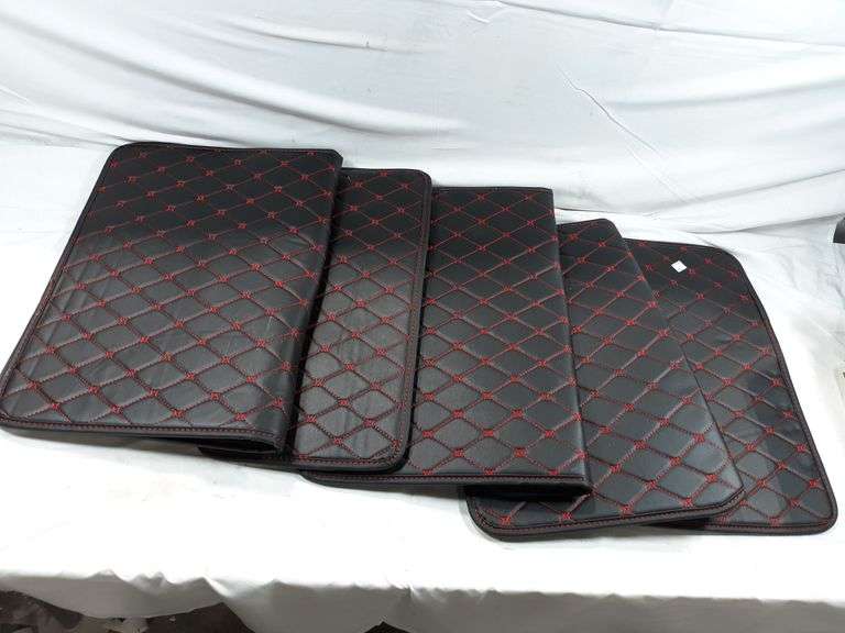 Assortment of 5 Car Floor Mats - Black and Red, Assorted Shapes and ...