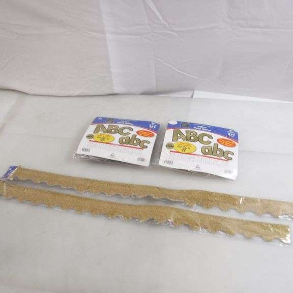 Assortment Of Bulletin Board Decor: 2- Gold Glitter Combo Pack EZ ...