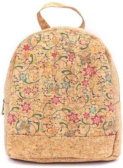 Cork And Fabric Eco Friendly Flower Design Backpack Bag 9" x 8" - Dutch ...