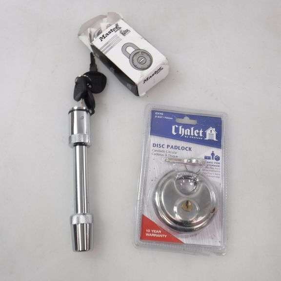 Assortment Of Locks: 1 Master Lock Combination Padlock, 1 Chalet Disc ...