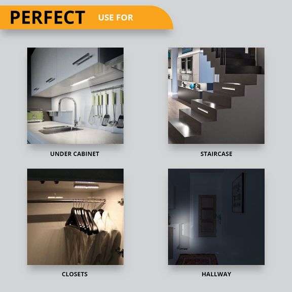 Lot Of 3: HomeLife Wireless Motion Sensor LED Bar Light 7.5" x 1.2 ...