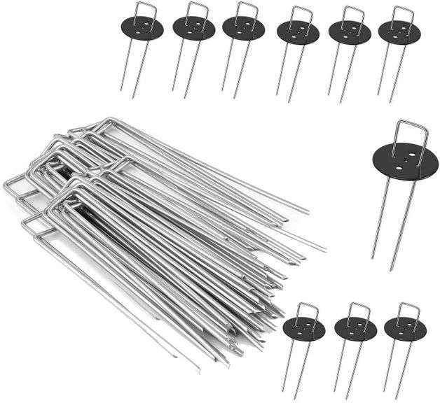 Garden Staples with Gaskets: 100-Pcs 6" Galvanized Staples With 10 ...