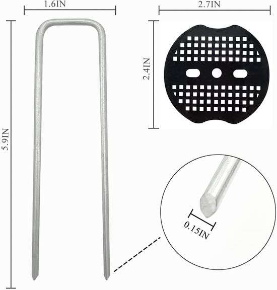 Garden Staples with Gaskets: 100-Pcs 6" Galvanized Staples With 10 ...