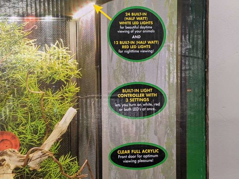 ReptiBreeze LED Deluxe Open Air Black Aluminum Screen Cage Habitat ...