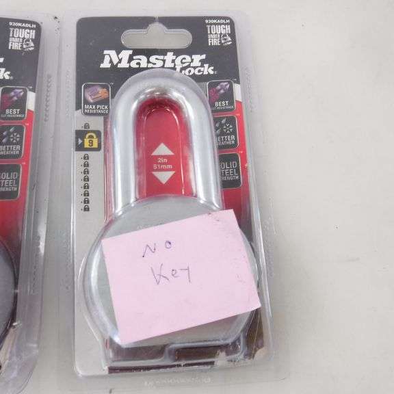 Lot Of 2: NO KEYS INCLUDED , Master Lock Padlock Solid Steel 930KADLH ...