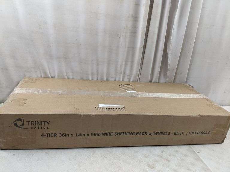 Trinity Basics: 4 Tier Wire Shelving Rack With Wheels (Black) - Dutch Goat
