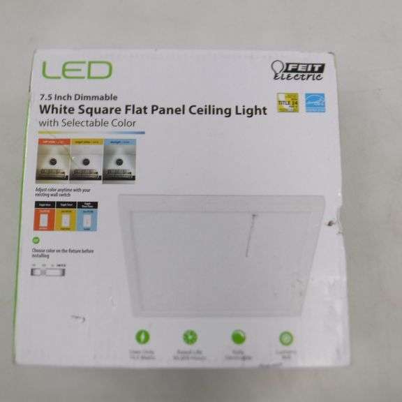 Feit Electric LED 7.5" Dimmable White Square Flat Panel Ceiling Light ...