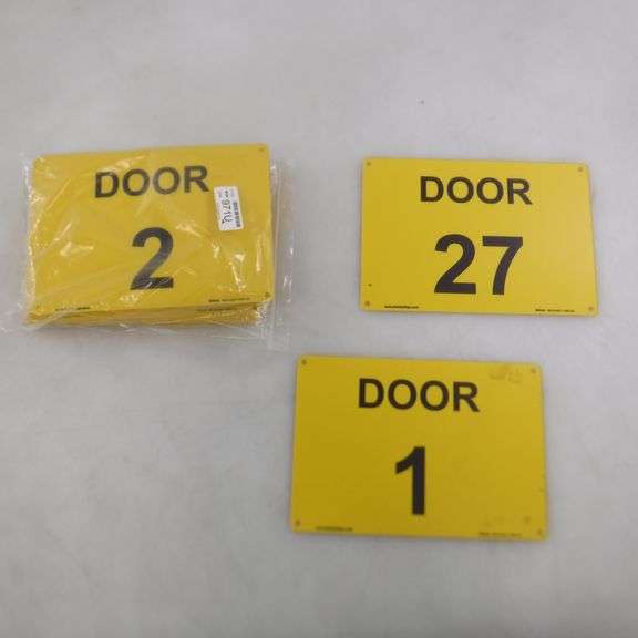 Brimar Safety Signs "Door 1" Through "Door 27" Yellow 10"x7" Signs ...