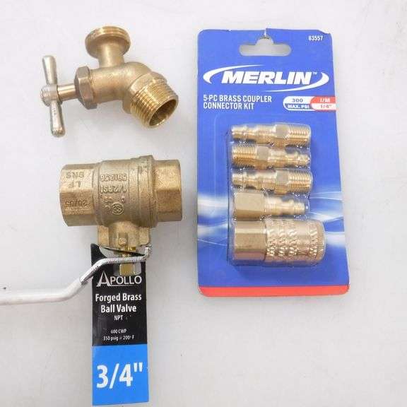 Assortment OF Connectors And Valves: Merlin 5Pc Brass Coupler Connector ...