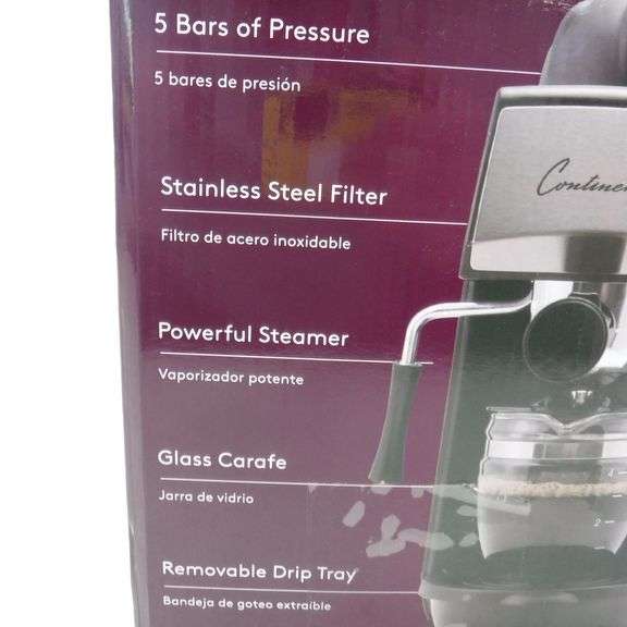 Continental 4 Cup 5 Bar Espresso Maker, Black, Stainless Steel - Dutch Goat
