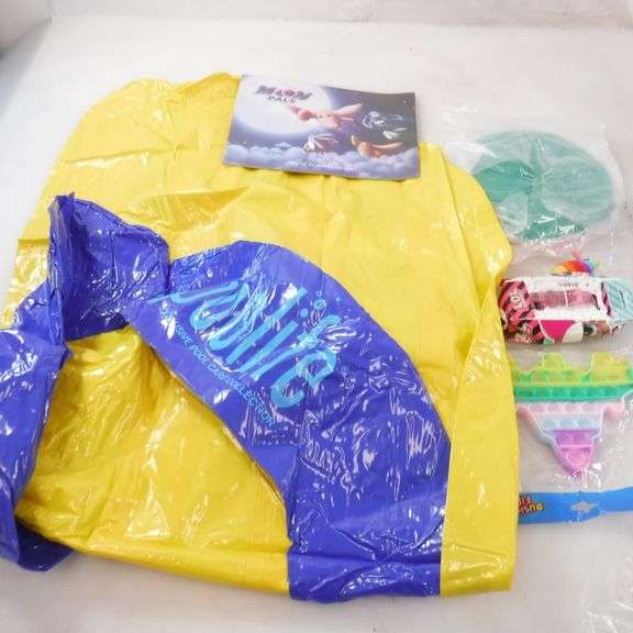 Assortment Of Toys: Large Yellow and Blue Flip Flop Inflatables; Circle ...