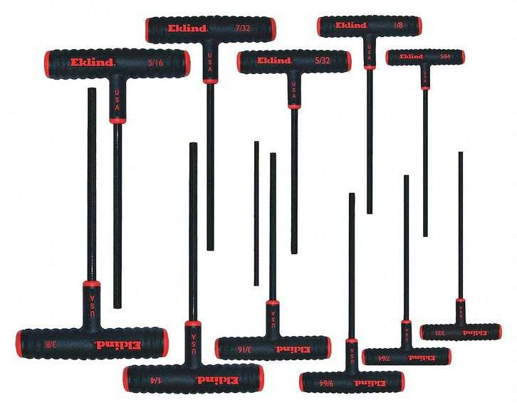 Eklind Hex Power-T Key Set, 11 Hex Keys, 9" Arm, Steel - Dutch Goat