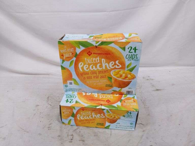Lot of 2 Member's Mark Diced Peaches Pack - 24 in Each, 4 oz - 03/01 ...