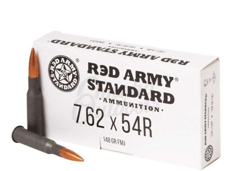 Red Army Standard 7.62x54R 148 Grain FMJ Ammunition 20 Round Box ...