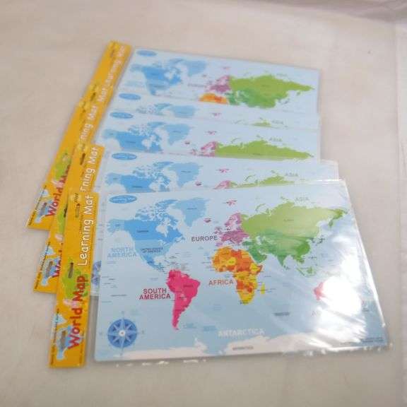 Lot Of 5: Double Sided World Map Learning Map 12" x 17" - Dutch Goat