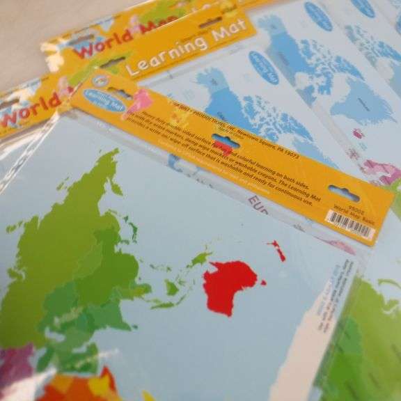 Lot Of 5: Double Sided World Map Learning Map 12" x 17" - Dutch Goat