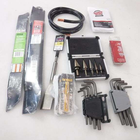 Assortment Of Tools: Includes Hex Keys, Step Drill Kits, Griddle Screen ...