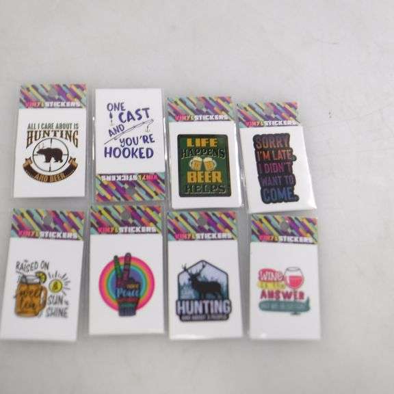 Set Of 8: Small Vinyl Stickers 2" x 1.5" - Use On Water Bottle, Desk ...