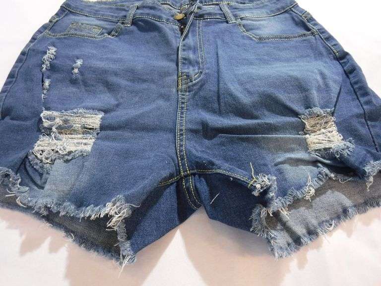Shein Ripped Denim Shorts Medium Wash Size 0XL - Dutch Goat