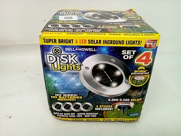 Lot of 2 Bell + Howell Disk Light Solar Powered Lights in Stainless ...