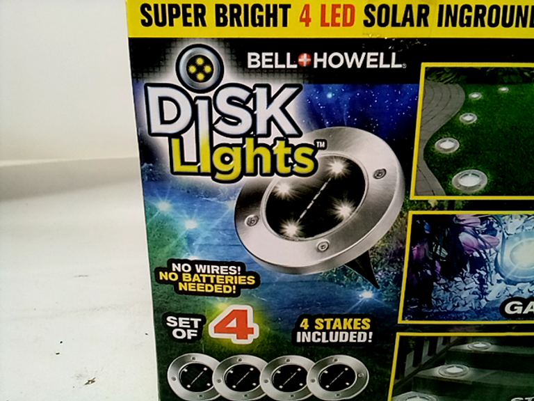 Lot of 2 Bell + Howell Disk Light Solar Powered Lights in Stainless ...