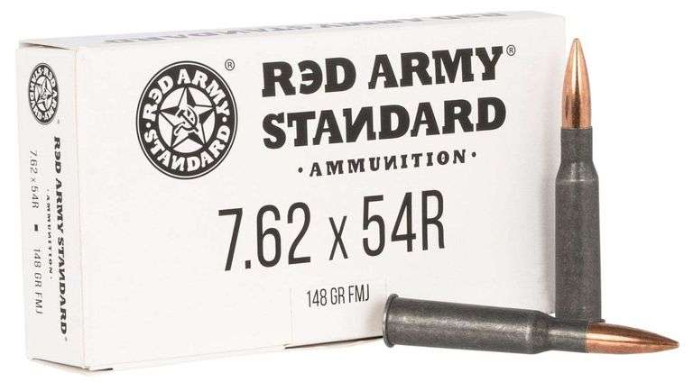 Red Army Standard 7.62 x54R 148 Grain FMJ Ammunition 20 Round Box ...